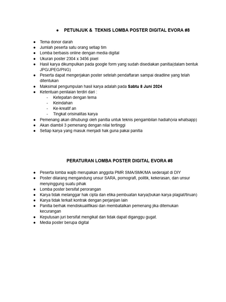 Juknis & Juklak Lomba Poster Digital Evora #8 | PDF