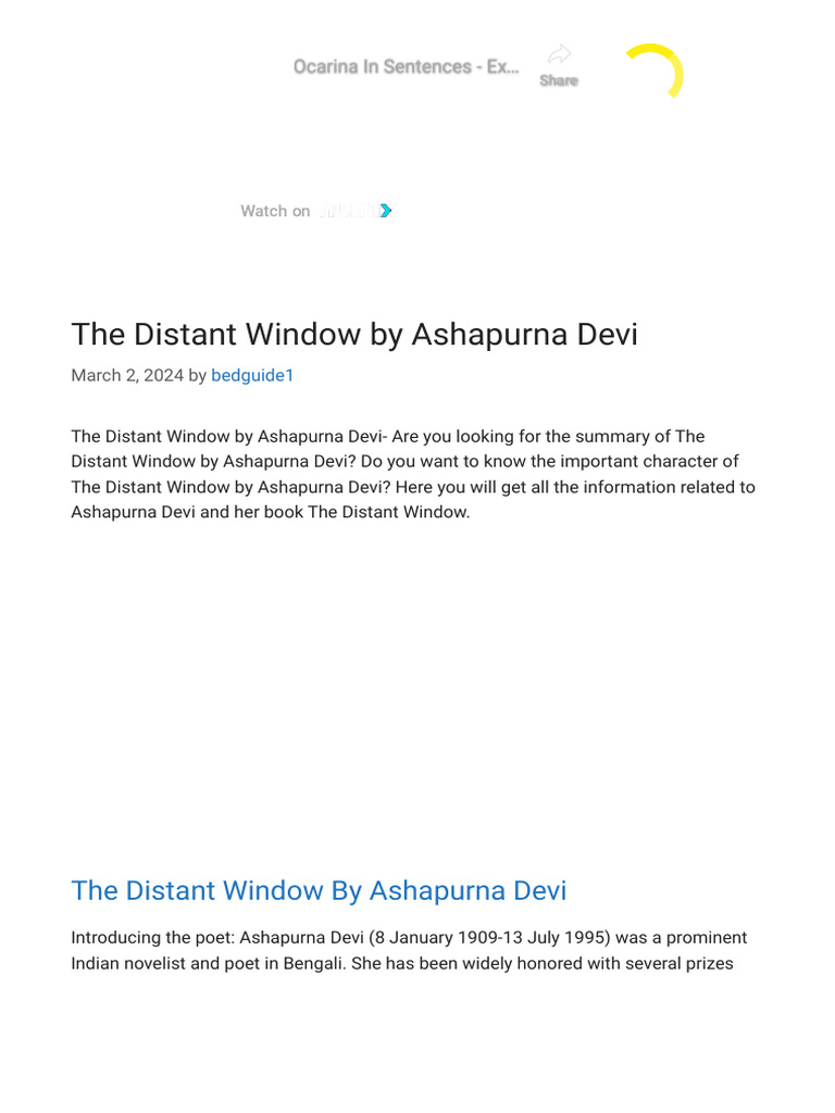 The Distant Window by Ashapurna Devi | PDF