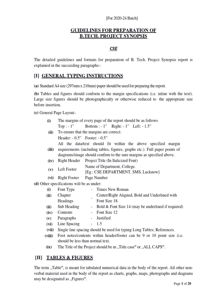 Synopsis Guidelines and Format - 2020-24 | PDF | Computing | Computer Science