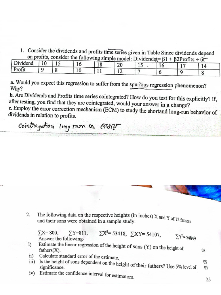 Econometrics Questions 1 To 9 Pdf