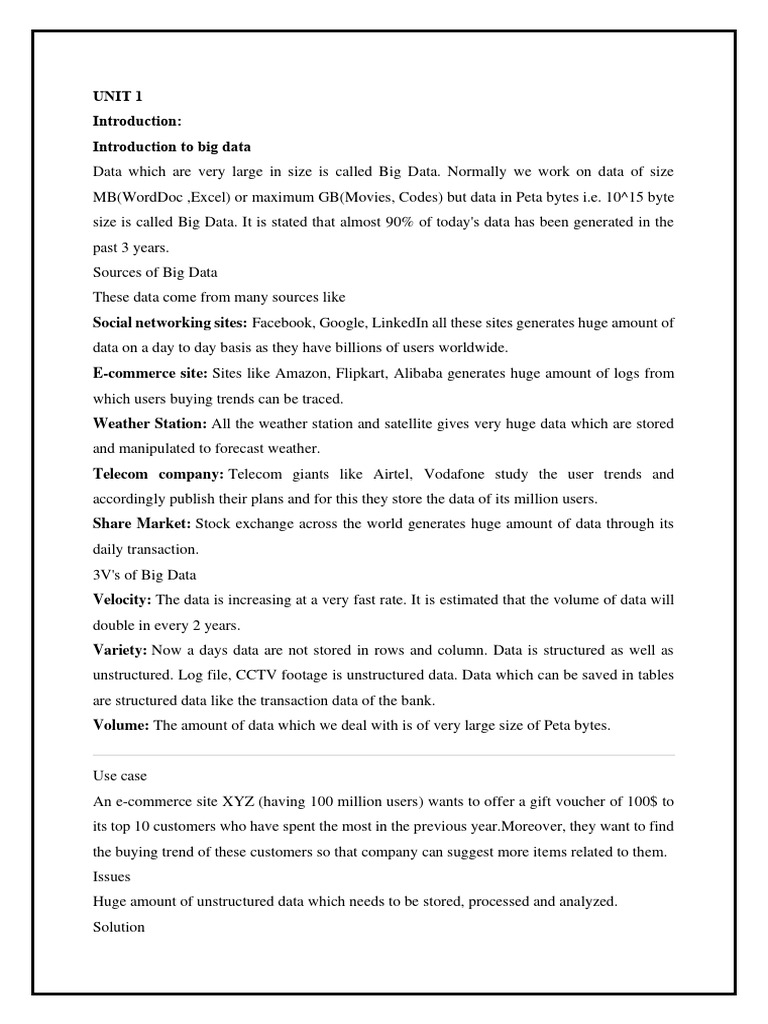 Unit 1 | Download Free PDF | Apache Hadoop | Big Data