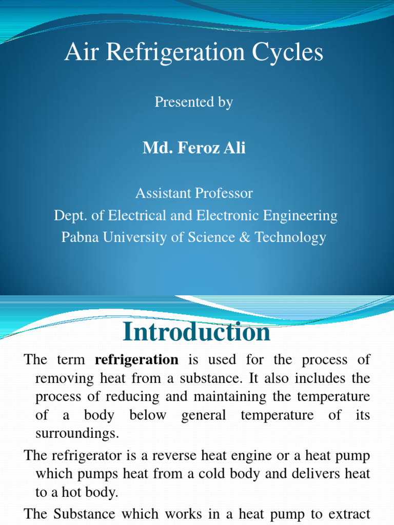 Air Refrigeration Cycles | PDF | Heat | Refrigeration