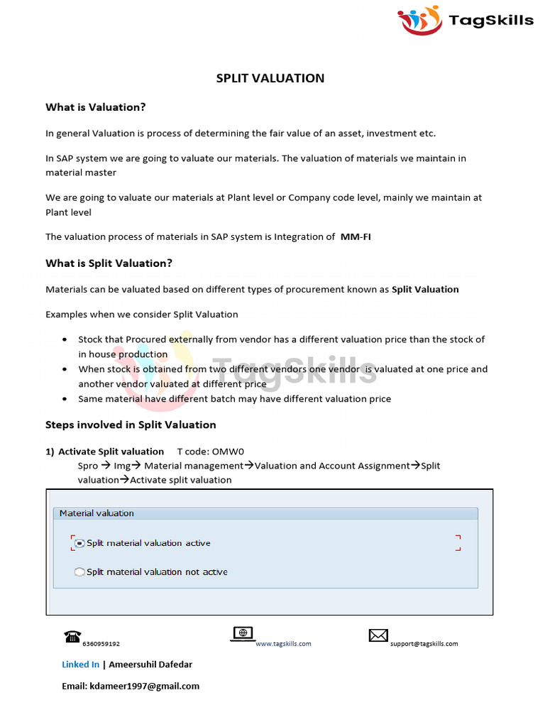 Split Valuation | PDF | Valuation (Finance) | Financial Accounting