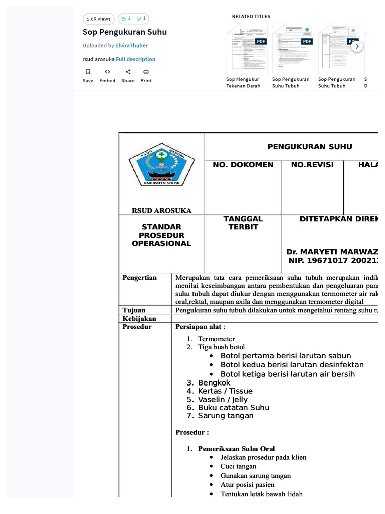 PDF Sop Pengukuran Suhu Compress | PDF