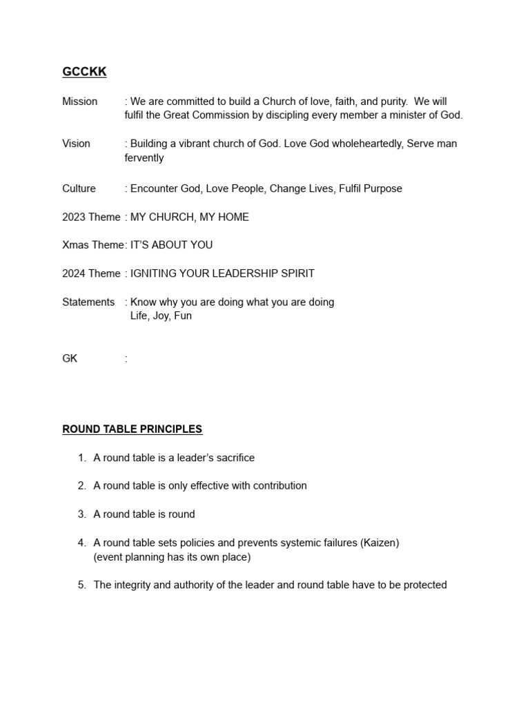 Church Mission, Vision, and Planning Guide | PDF | Career & Growth ...