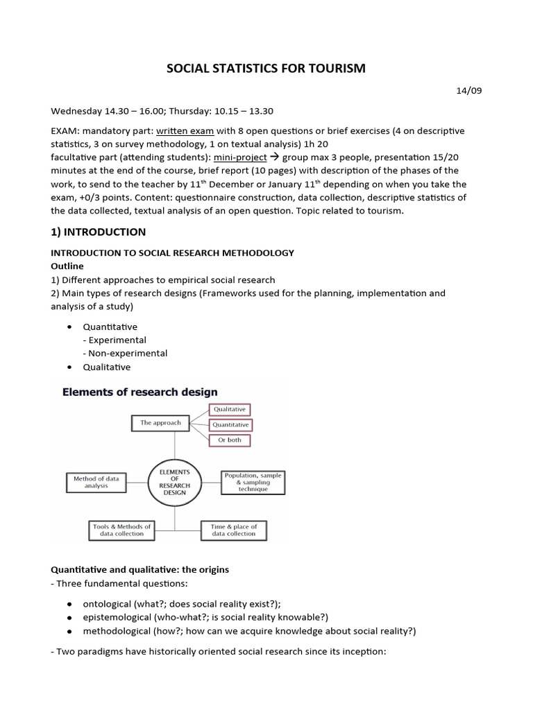 Social Statistics For Tourism | PDF | Survey Methodology | Sampling ...