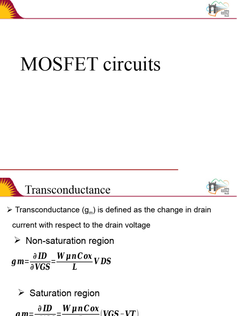 MOSFET Transconductance & CMOS Inverter | PDF