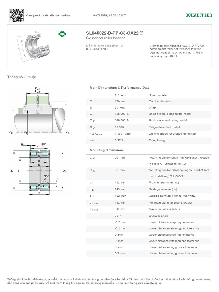SL045022-D-PP-C3-GA22: Cylindrical Roller Bearing | PDF