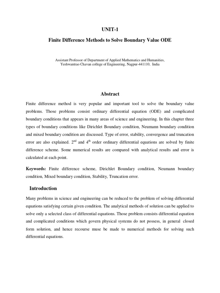 Unit 1 | PDF | Boundary Value Problem | Ordinary Differential Equation