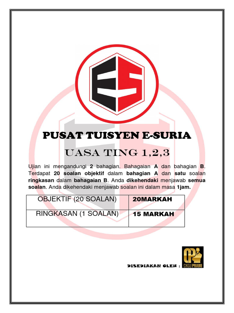 Kertas Peperiksaan BM Ting 1,23 | PDF
