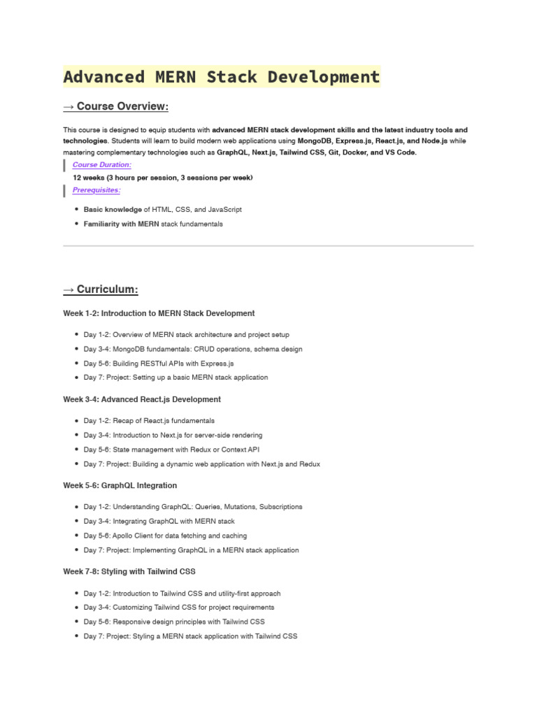 Advanced MERN Stack Development | Download Free PDF | Version Control ...