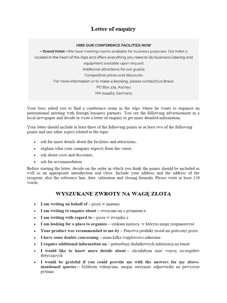 Letter of Enquiry | PDF