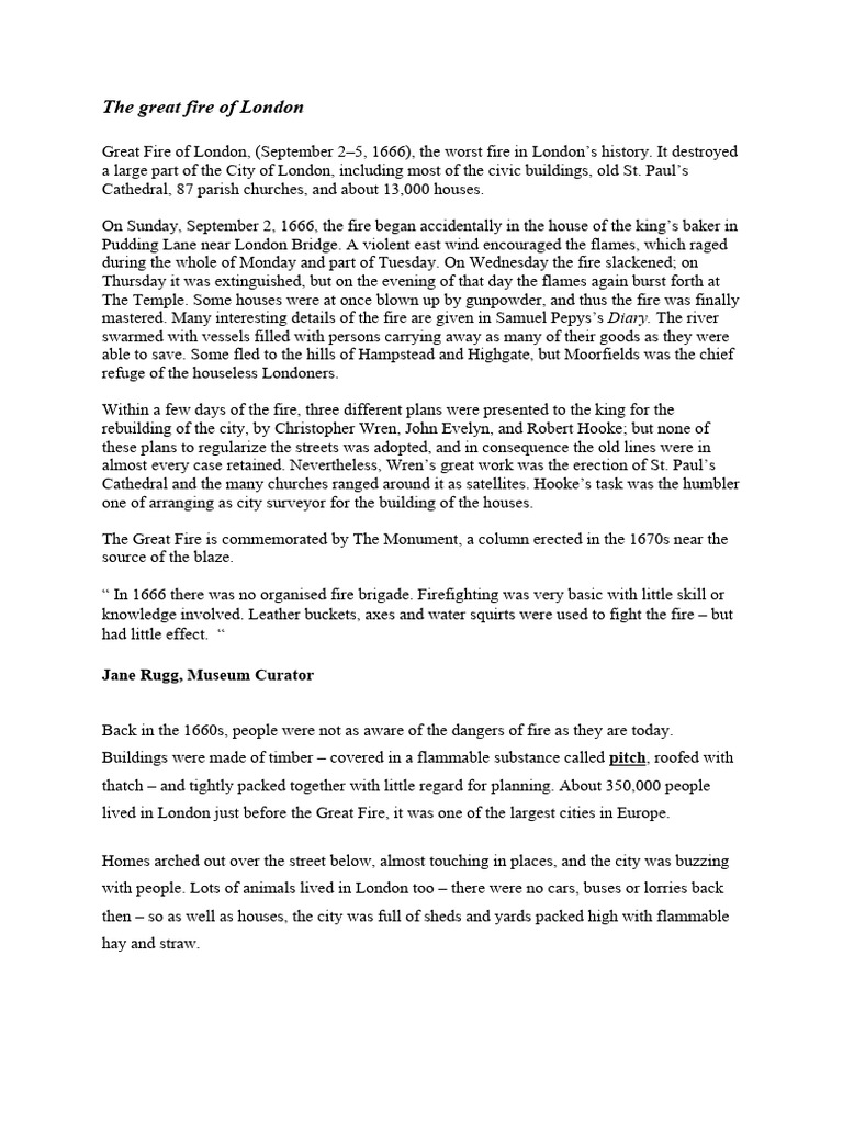 Great Fire of London 1666 Overview | PDF | Fires | Hazards