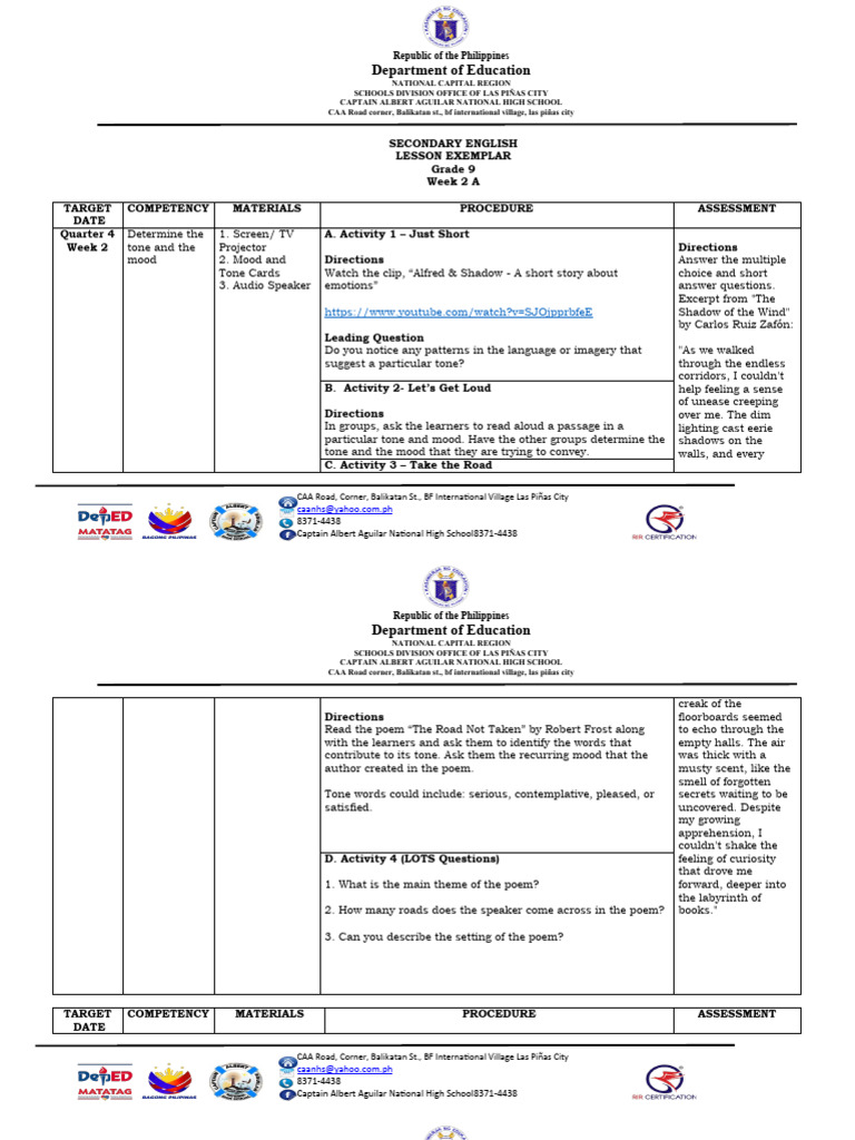 Q4 Week 2-A-Catch-Up-Plan | Download Free PDF | Emotions