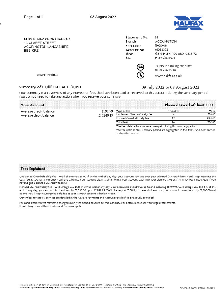 Bank Halifax UK | PDF | Overdraft | Transaction Account