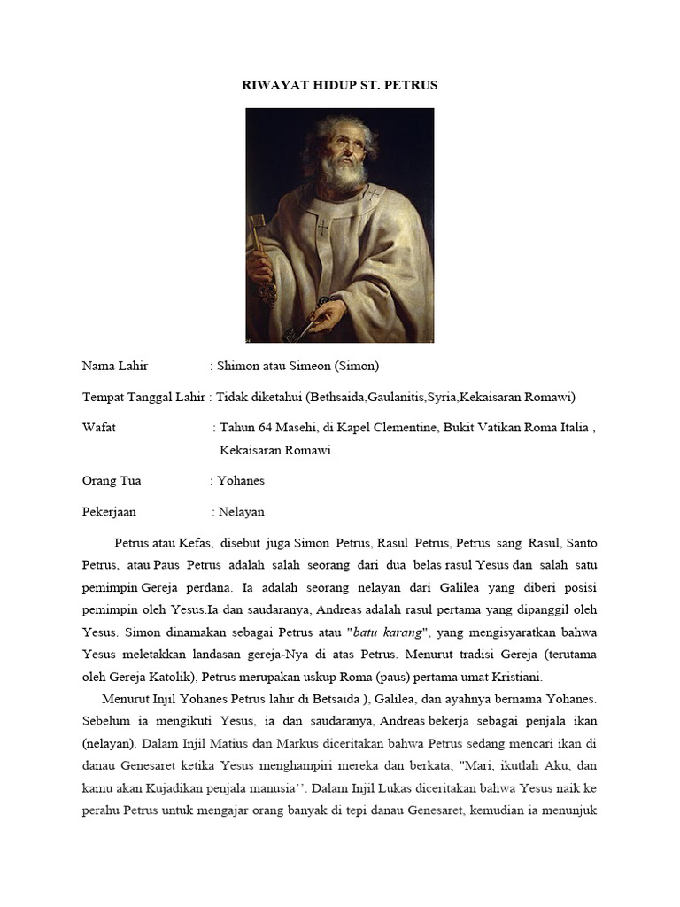 Riwayat Hidup ST Petrus | PDF