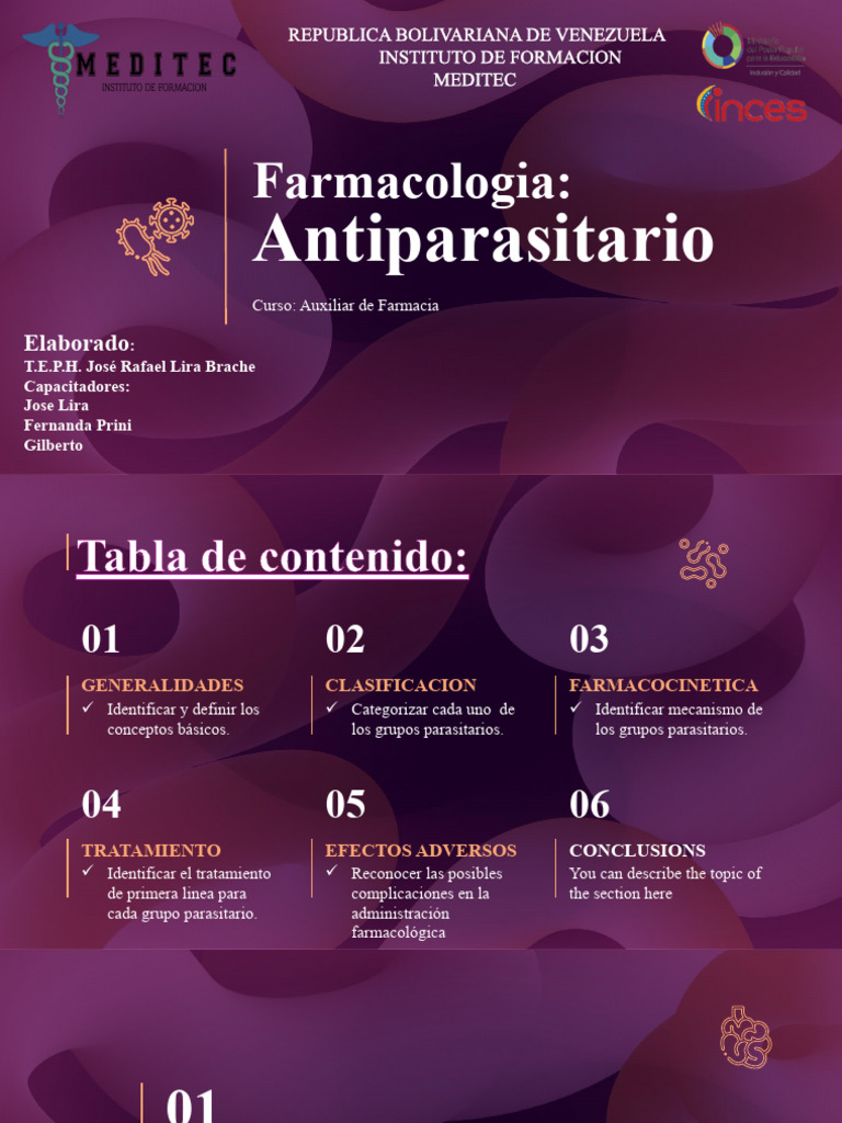 Antiparasitarios: Clasificación y Tratamientos | PDF | Causas de la muerte | Especialidades Medicas