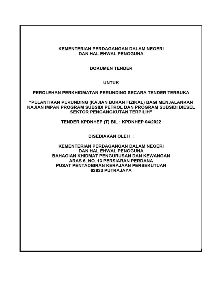 Arahan Kepada Petender | PDF