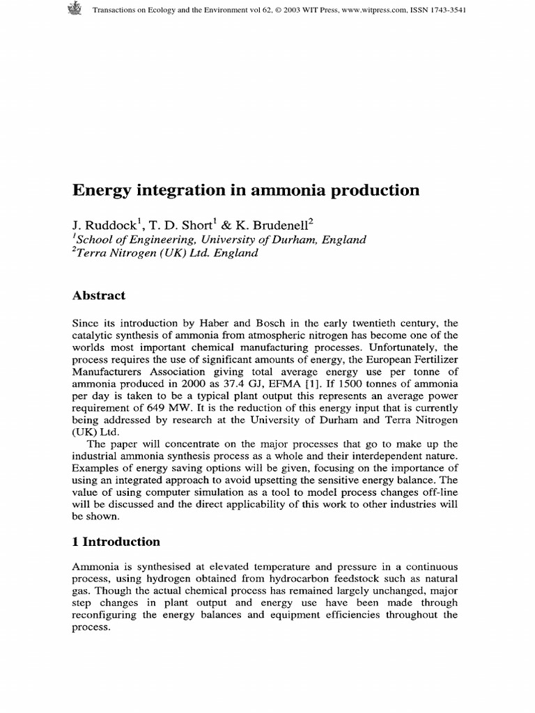 EENV03025FU | PDF | Ammonia | Carbon Dioxide