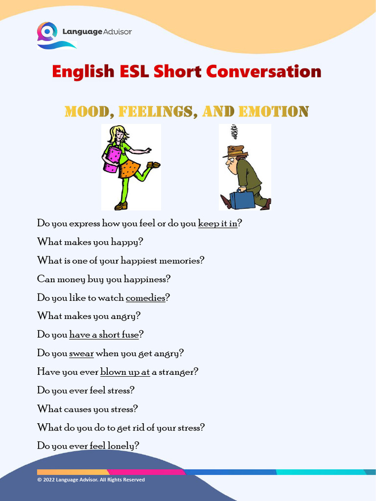 English Esl Conversation Mood Feelings and Emotion | PDF | Emotions | Psychology