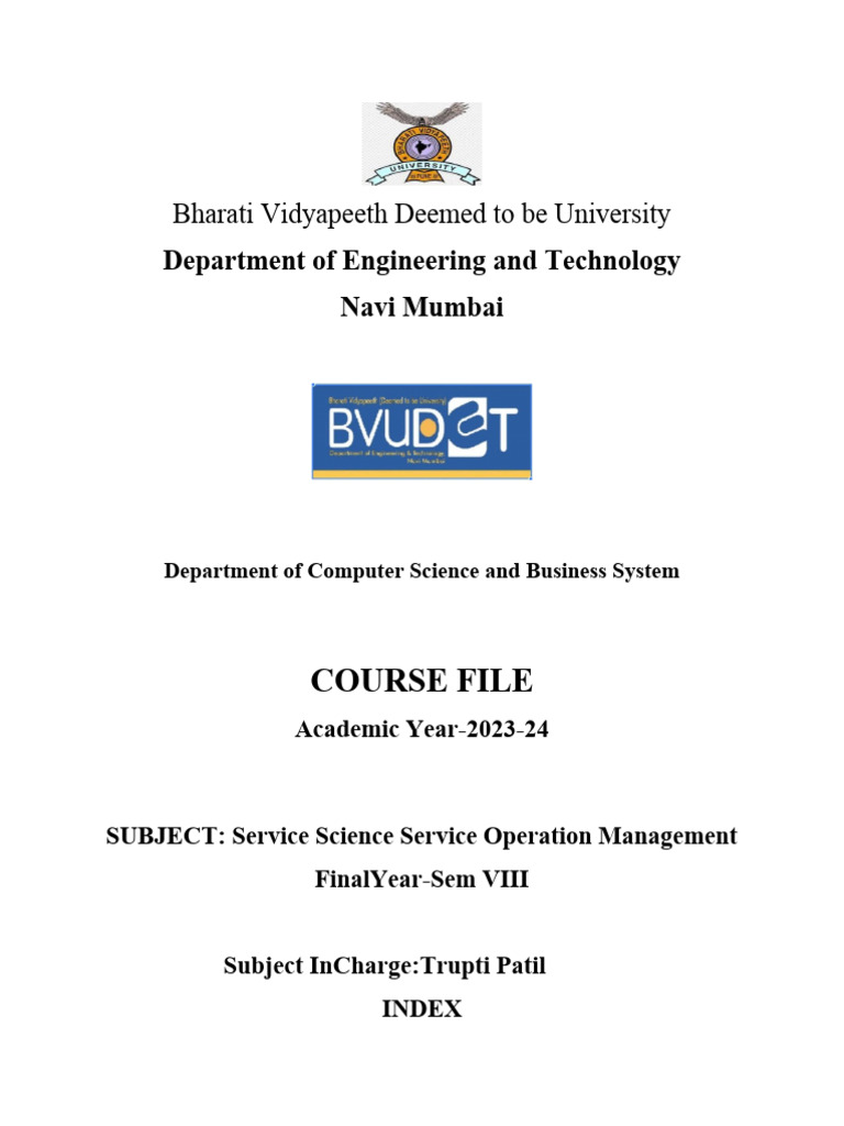 Course File Cover Page and Index | PDF
