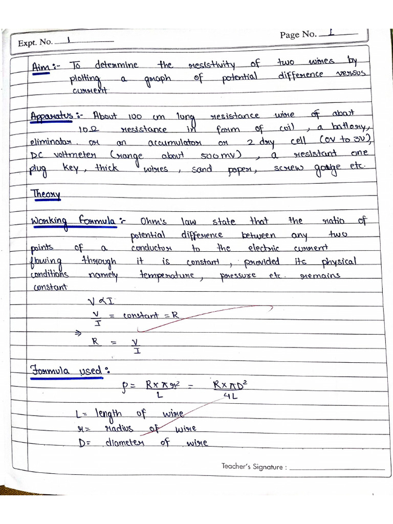 Physics Experiment 1 | PDF