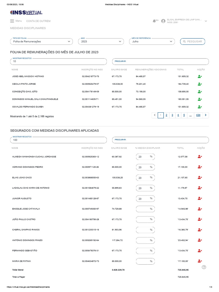 Medidas Disciplinares - INSS Virtual | PDF | Seguro social
