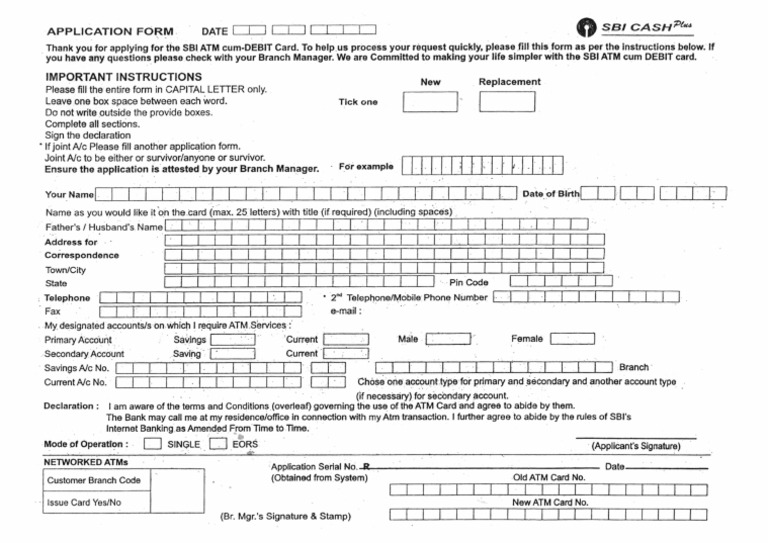 ATM Card Form T1 | PDF