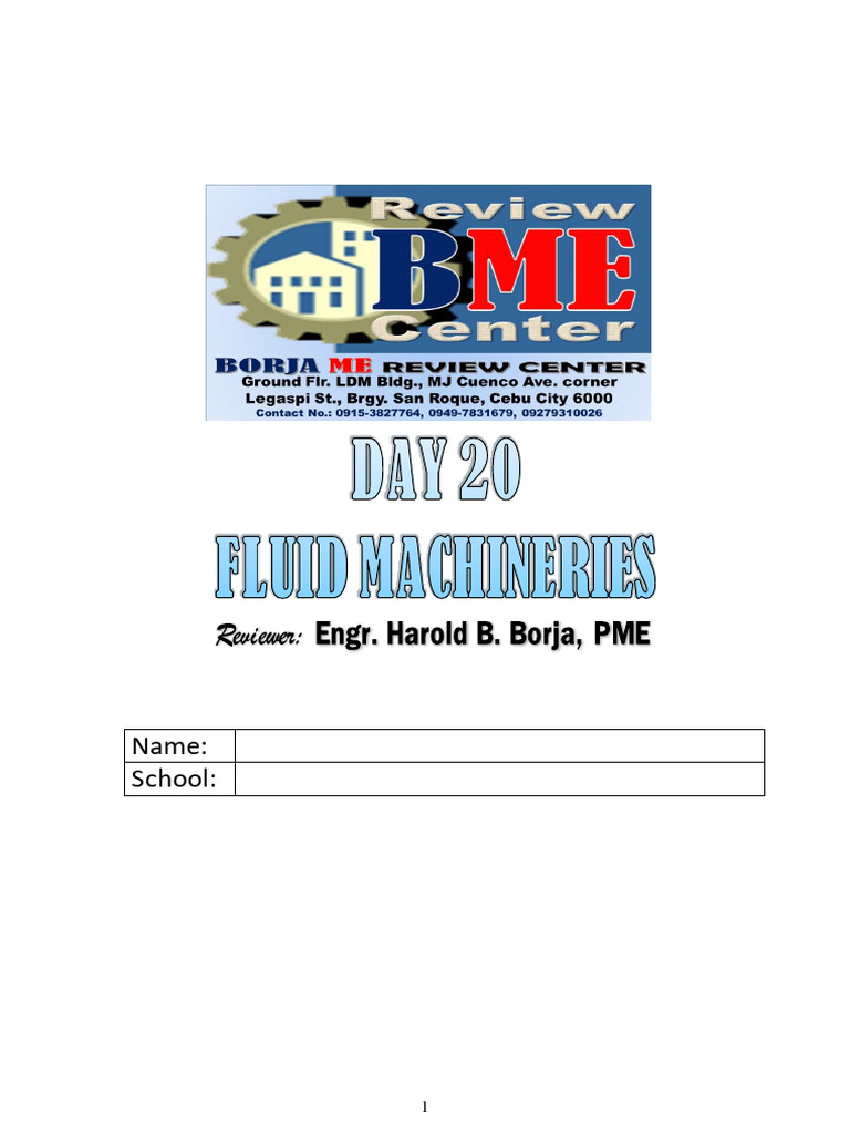 Day 20 Fluid Machineries Bmerc | PDF | Pump | Pressure