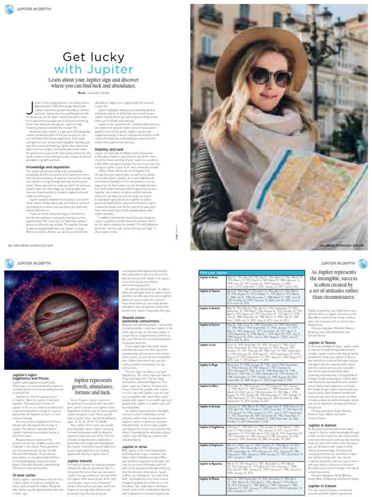 Get Lucky With Jupiter | PDF | Astrological Sign | Life