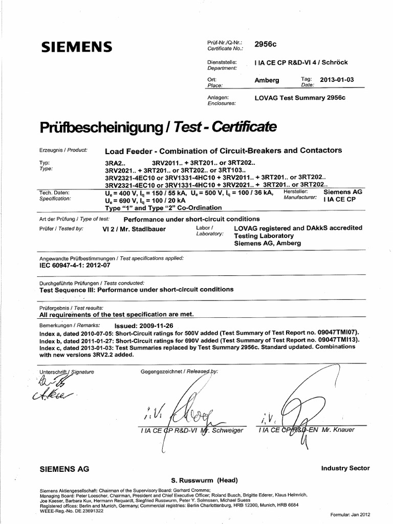 Datsheet Siemens 3RV2011-4AA10 | PDF | Switch | Diode