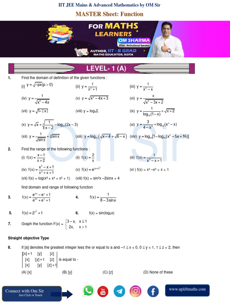 Master Sheet Function by Om Sir | PDF | Function (Mathematics) | Mathematics