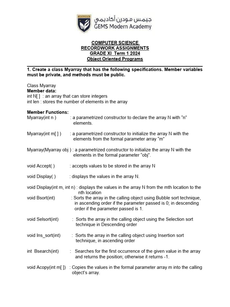 Record Work Term 1 2024 Oop | PDF | Parameter (Computer Programming) | Constructor (Object ...