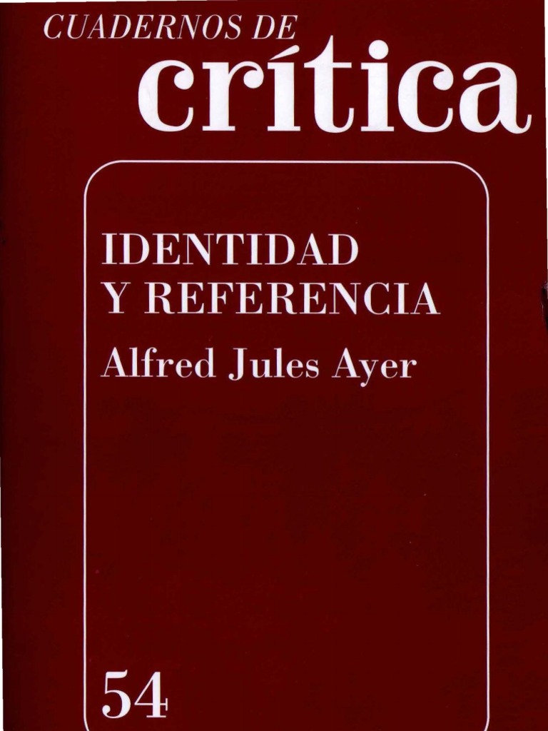 Identidad y Referencia - Alfred Jules Ayer | Descargar gratis PDF ...