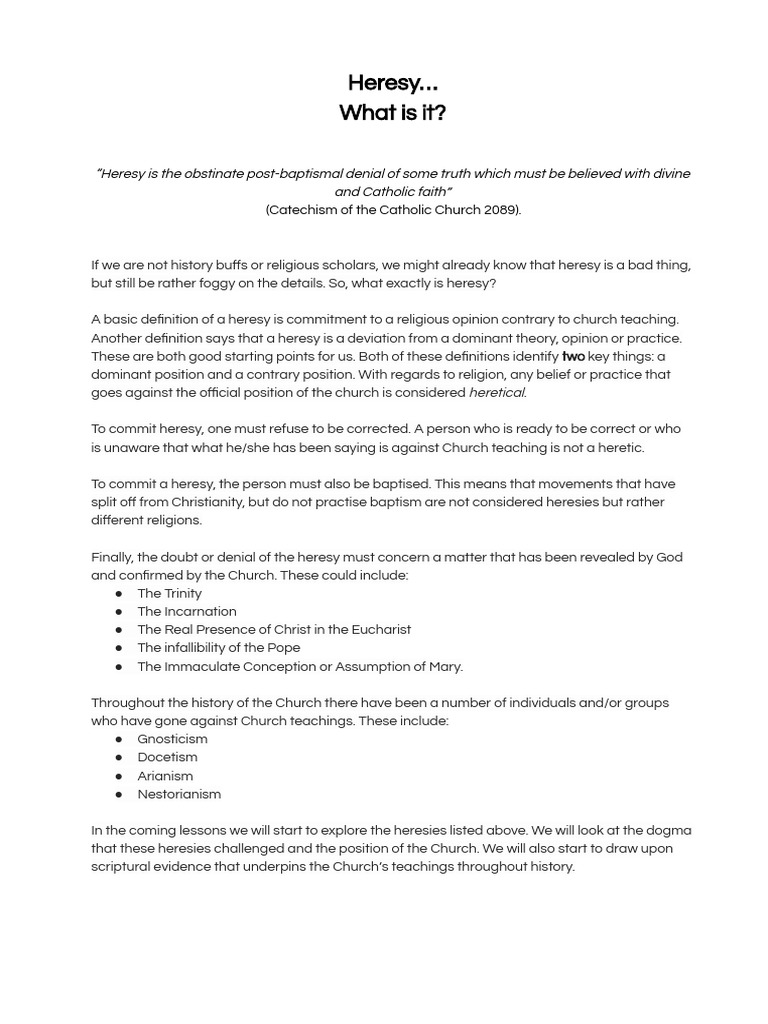 1.1 What is a Heresy | PDF | Trinity | Incarnation (Christianity)