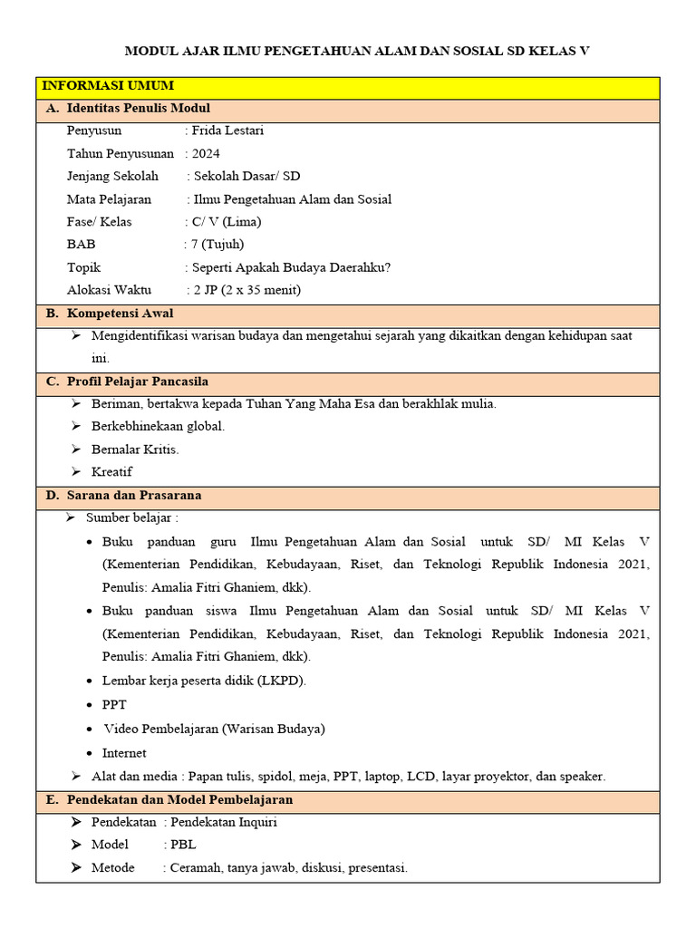 Modul Ajar IPAS (5) - Siklus 1 | PDF