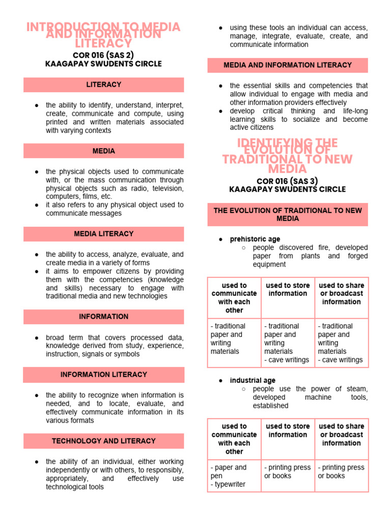 Media and Information Literacy Overview | PDF | Mass Media | Information