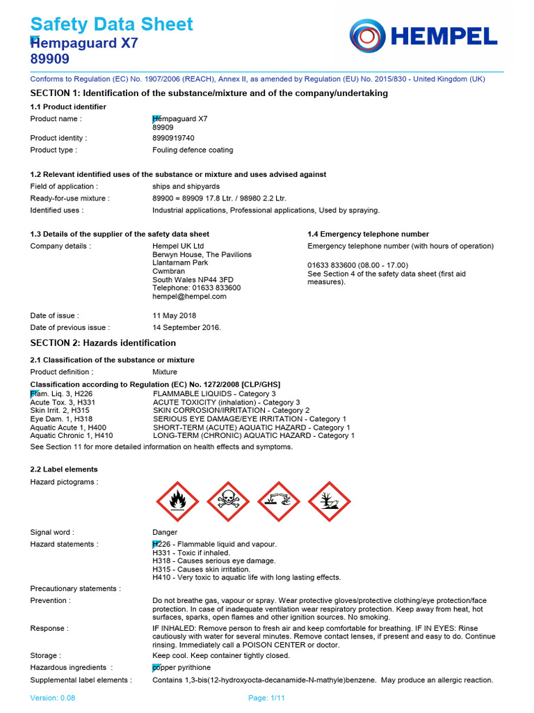 MSDS - X7 Black | PDF | Toxicity | Dangerous Goods
