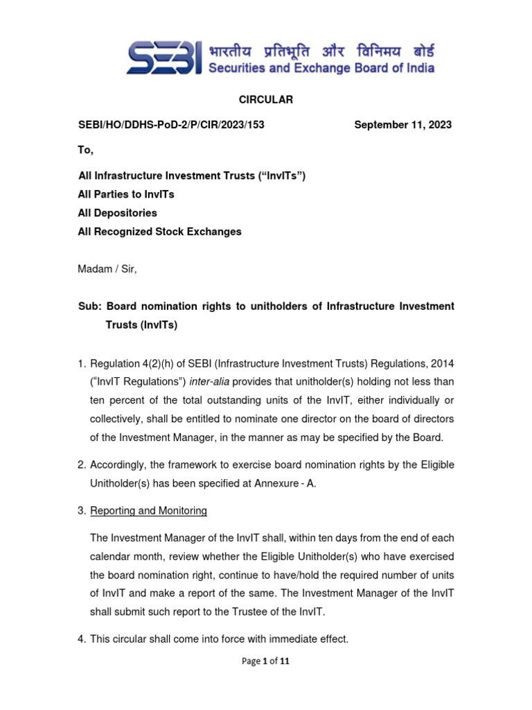 Annexure I - SEBI Circular | PDF | Board Of Directors | Securities ...