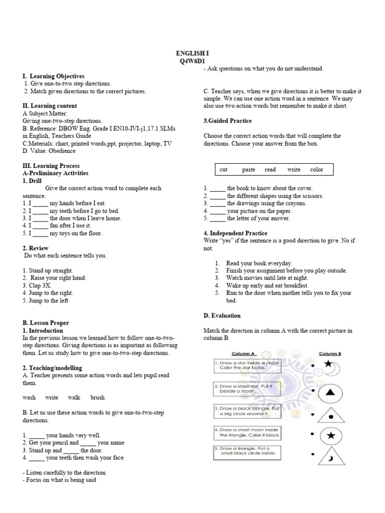 English q4w6 Day1 | PDF | Learning | Cognition