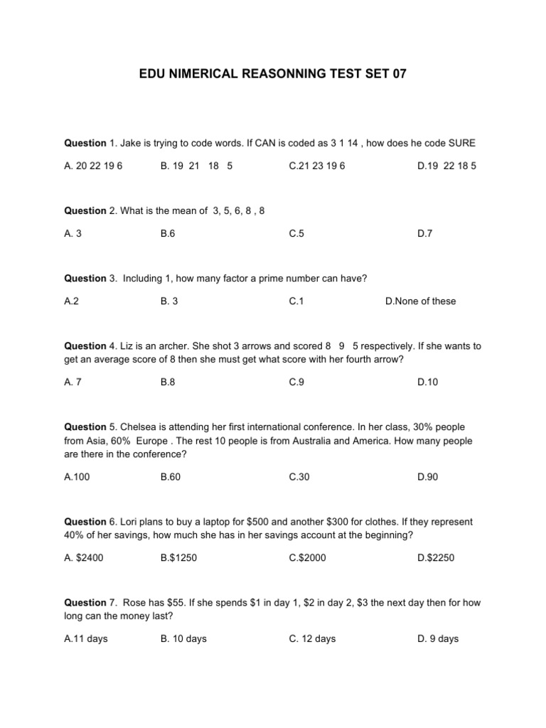 Math EDU NR TT8 Set7 | PDF