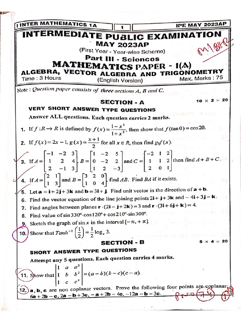 IA Model Papers New | PDF