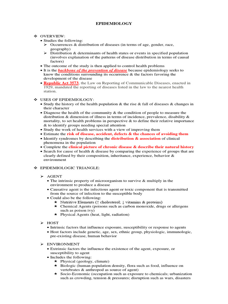CHN-EPIDEMIOLOGY | PDF | Epidemiology | Mortality Rate
