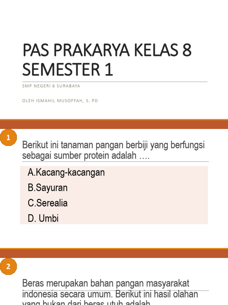 Pas Prakarya Pengolahan Kelas 8 | PDF | Teknologi & Rekayasa