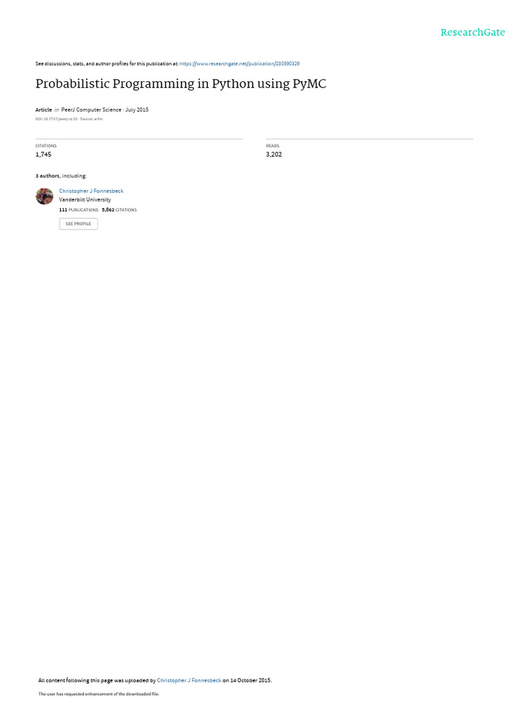 Probabilistic Programming in Python Using PyMC | PDF | Normal Distribution | Probability ...