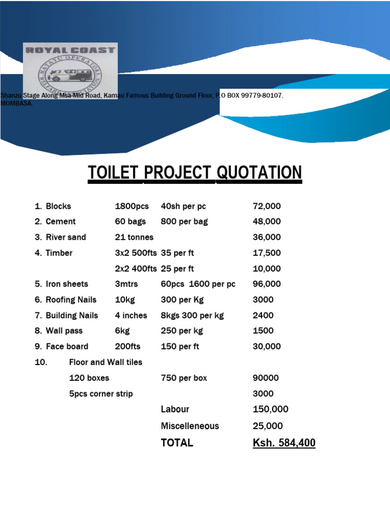 Toilet Project Quotation | PDF