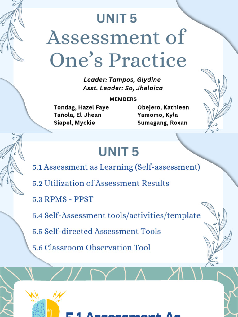 Unit 5: Assessing Teaching Practices | PDF | Educational Assessment ...