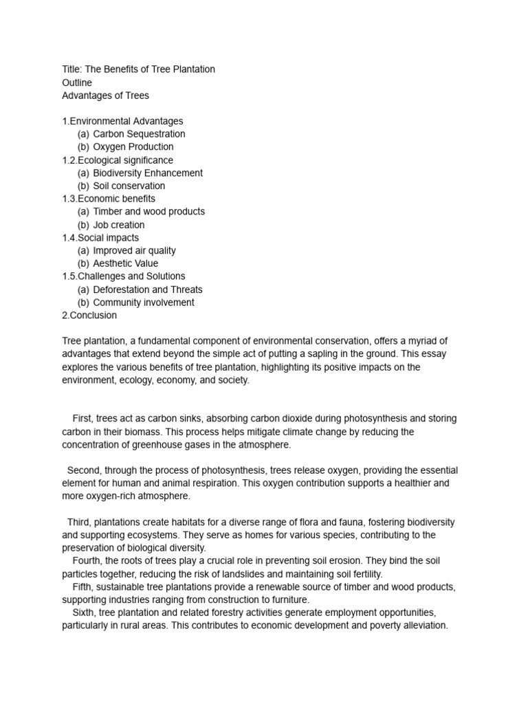 Benefits of Tree Plantation Explained | PDF | Climate Change Mitigation ...