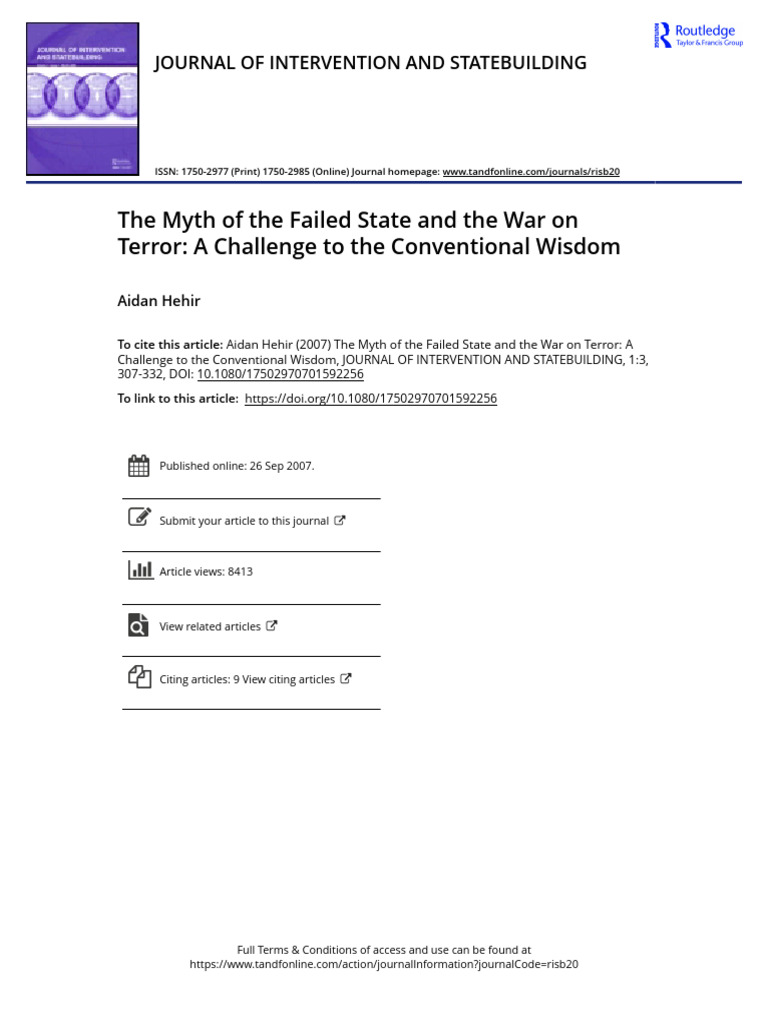 The Myth of The Failed State and The War On Terror A Challenge To The ...