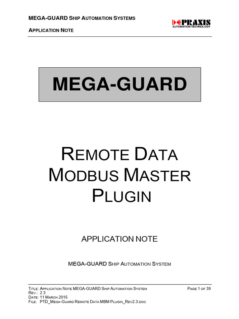 PTD - Mega-Guard Remote Data MBM Plugin - Rev2.3 | PDF | Integer ...